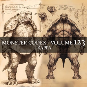 7 Page Monster Codex Volume 123, Monster Bestiary Vol 123, 7 JPG Kappa ...