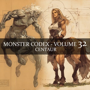 27 Page Monster Codex Volume 32, Monster Bestiary Vol 32, 27 JPG Centaur Bestiary Fantasy Codex ...