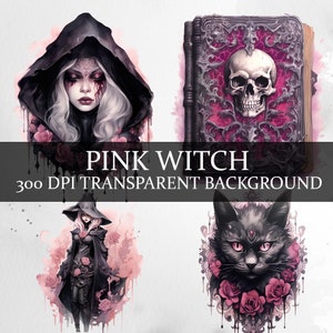Pink Witch Clipart Clipart Magic Witch Clipart PNG Witches - Etsy