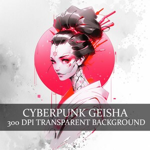 21 Cyberpunk Geisha, Cyberpunk Girl Clipart PNG Bundle, Cyborg Geisha ...