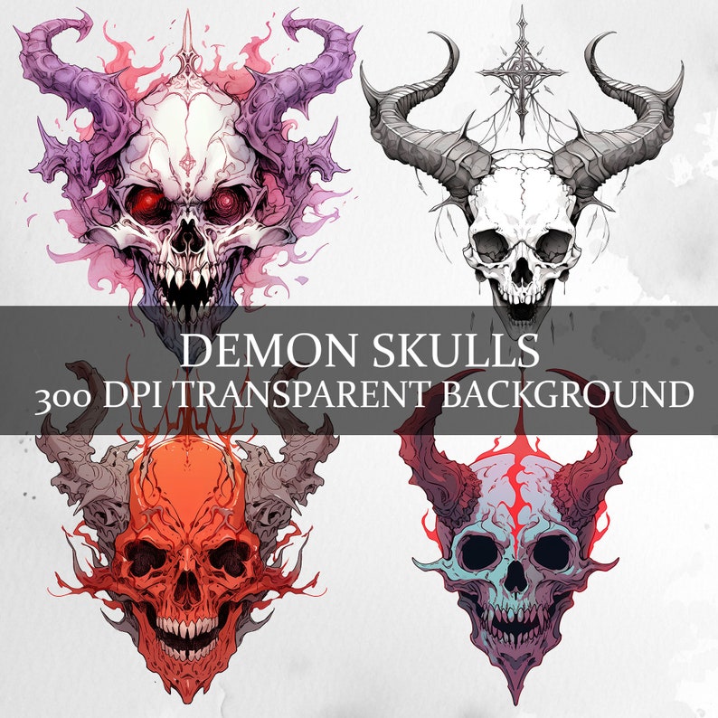 20 Demon Skull Clipart Png Devil Skulls Clipart Demonic - Etsy