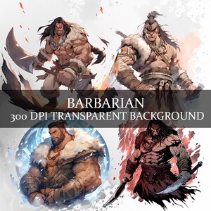 29 Fantasy Barbarian Clipart Bundle, Dnd Barbarian RPG Game Character ...