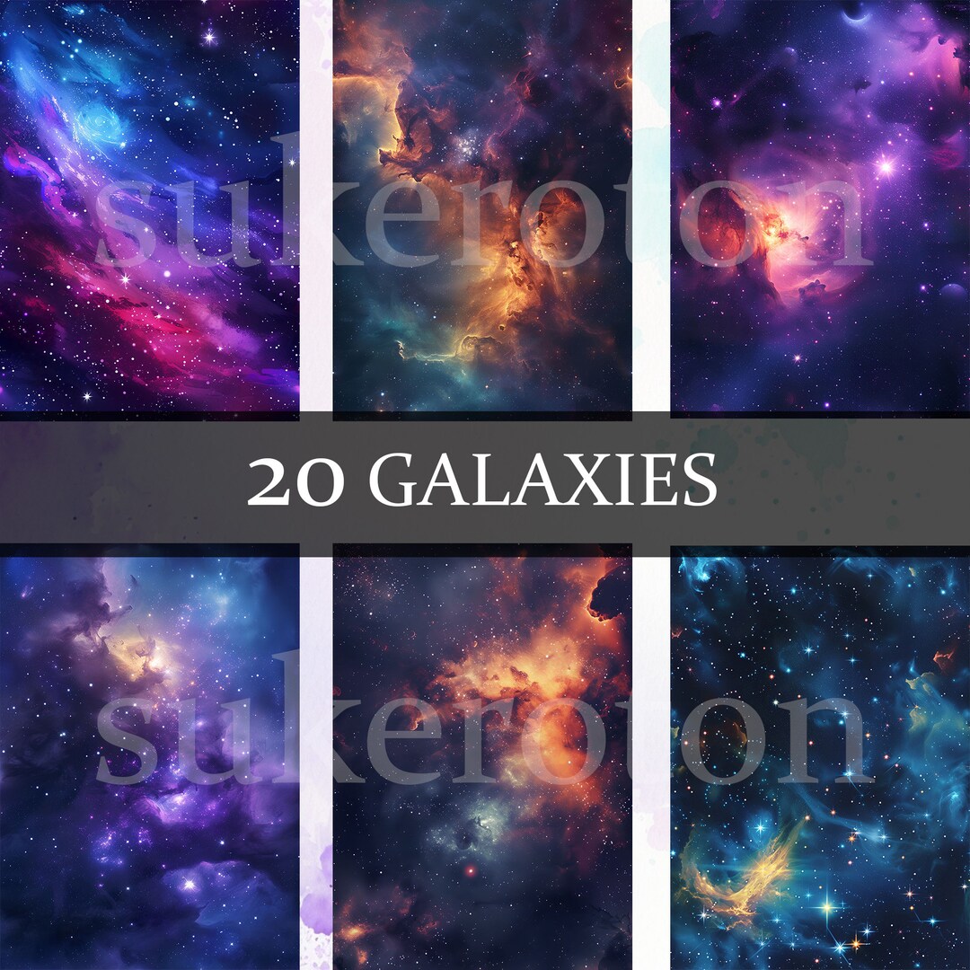20 Galaxy Stars Digital Paper, Seamless Space Background, Cosmic Paper ...