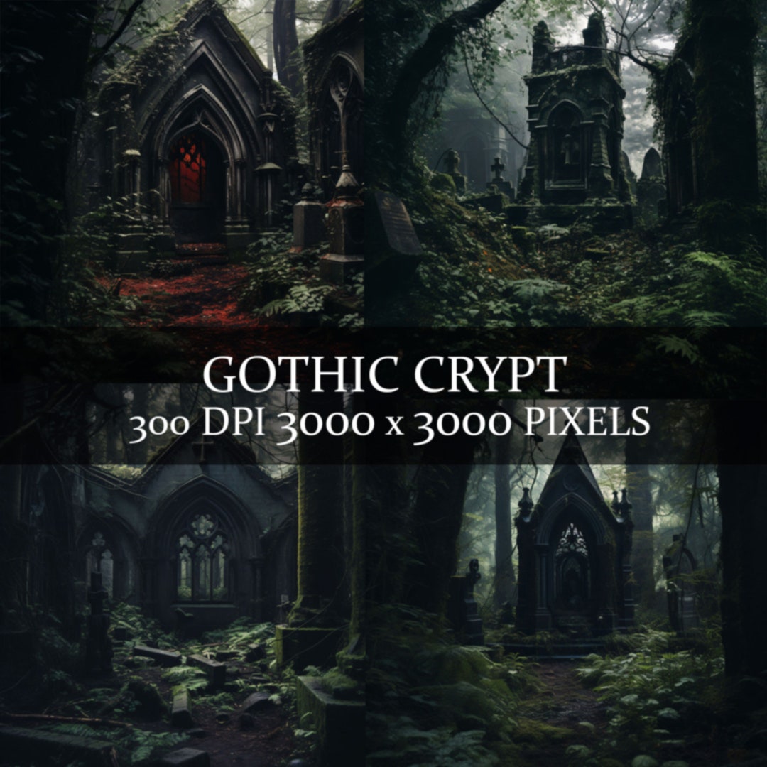 16 Gothic Crypt Clipart, Abandoned Forest Graveyard Landscape Images ...