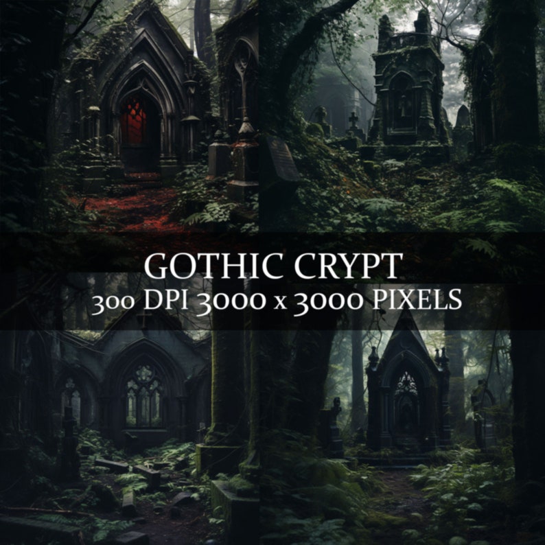 16 Gothic Crypt Clipart, Abandoned Forest Graveyard Landscape Images ...
