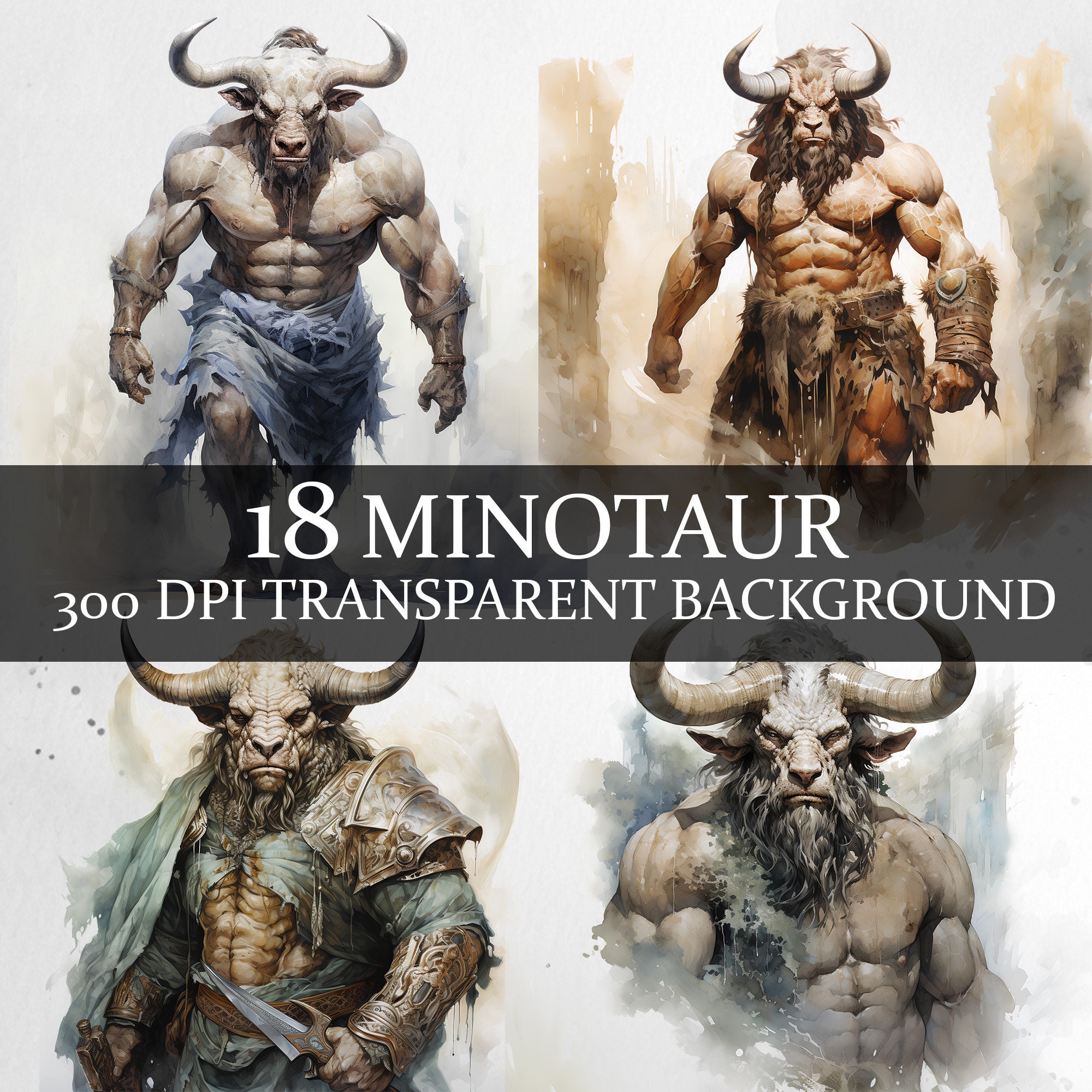 Watercolor Minotaur Clipart Printable Mythological Bull Png - Etsy Canada