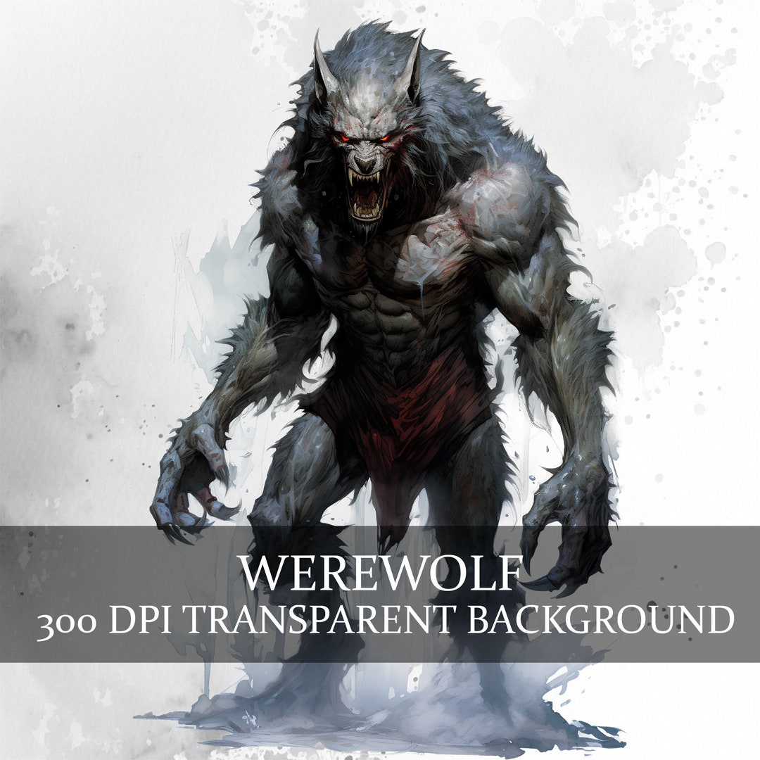 Watercolor Werewolf Clipart Bundle: Halloween PNG Images (digital ...