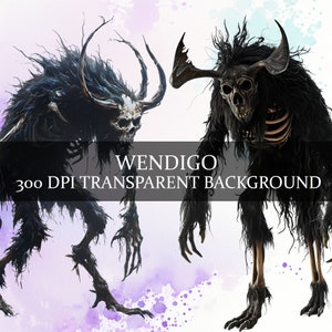 15 Wendigo Clipart PNG Bundle, Cryptid Creature Art, Mythical Beast ...