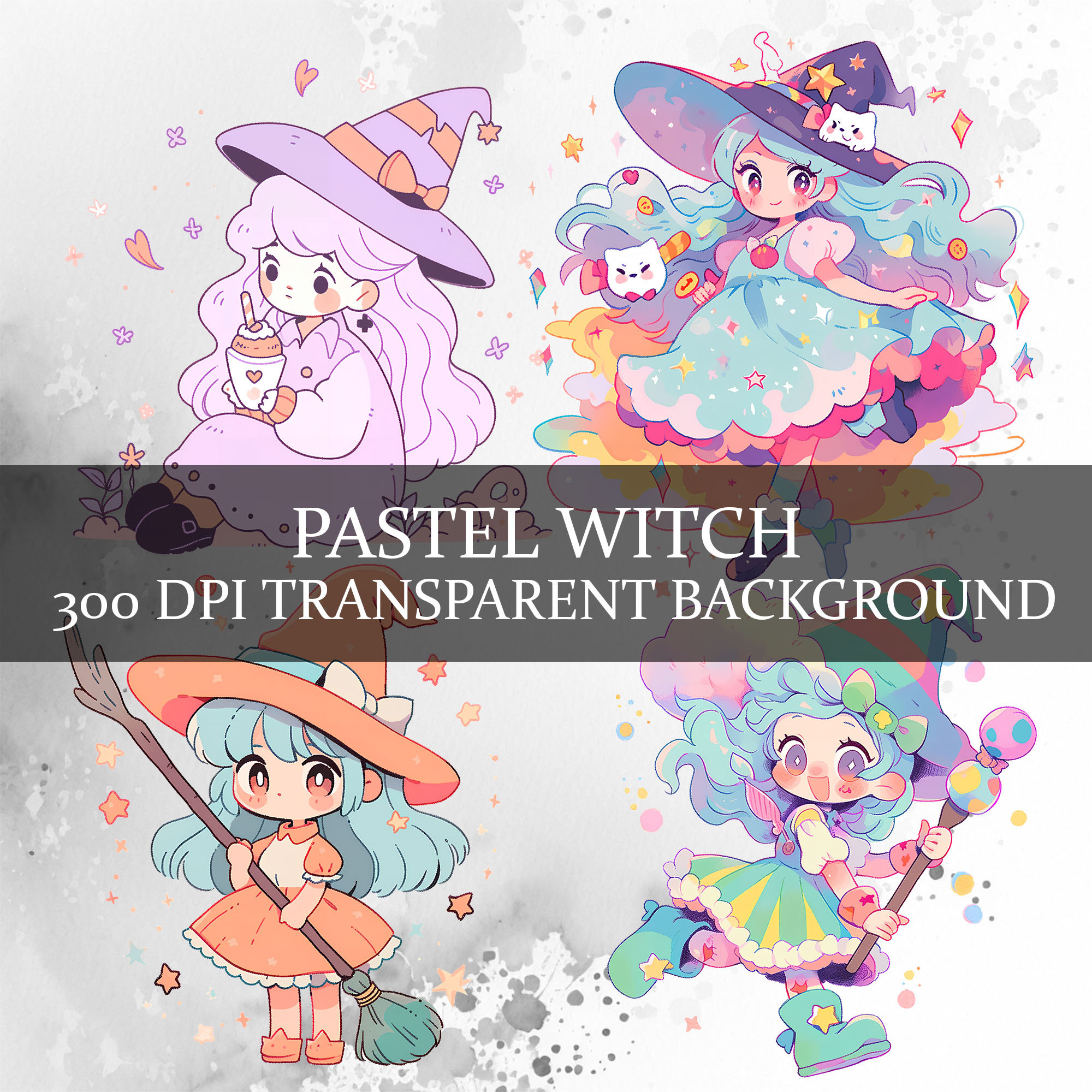 26 Pastel Witch Clipart PNG Cute Witch Clipart Bundle Pastel - Etsy