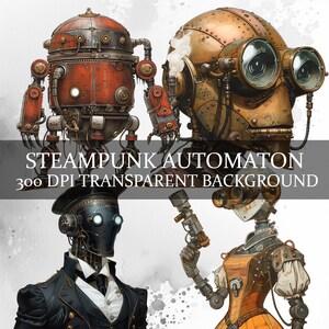 31 Steampunk Automaton Clipart Bundle - Steampunk Mechanical Robot PNG ...