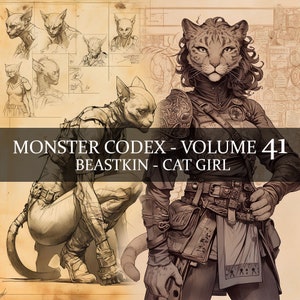 30 Page Monster Codex Volume 41, Monster Bestiary Vol 41, 30 JPG Female Catgirl Bestiary Fantasy ...