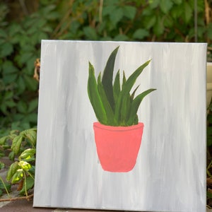 Snake Plant Acrylic Painting - in Clay Pot - 12x12 Inches - Etsy