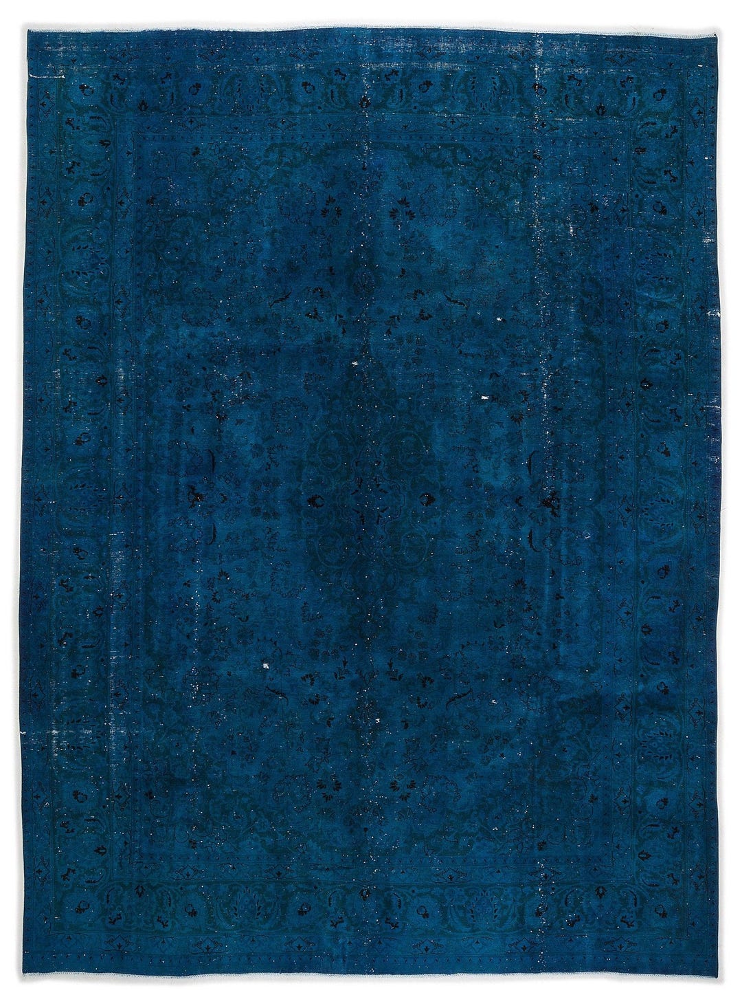 Turquoise Vintage Wool Rug, Handmade Anatolian Carpet, Rustic Blue ...