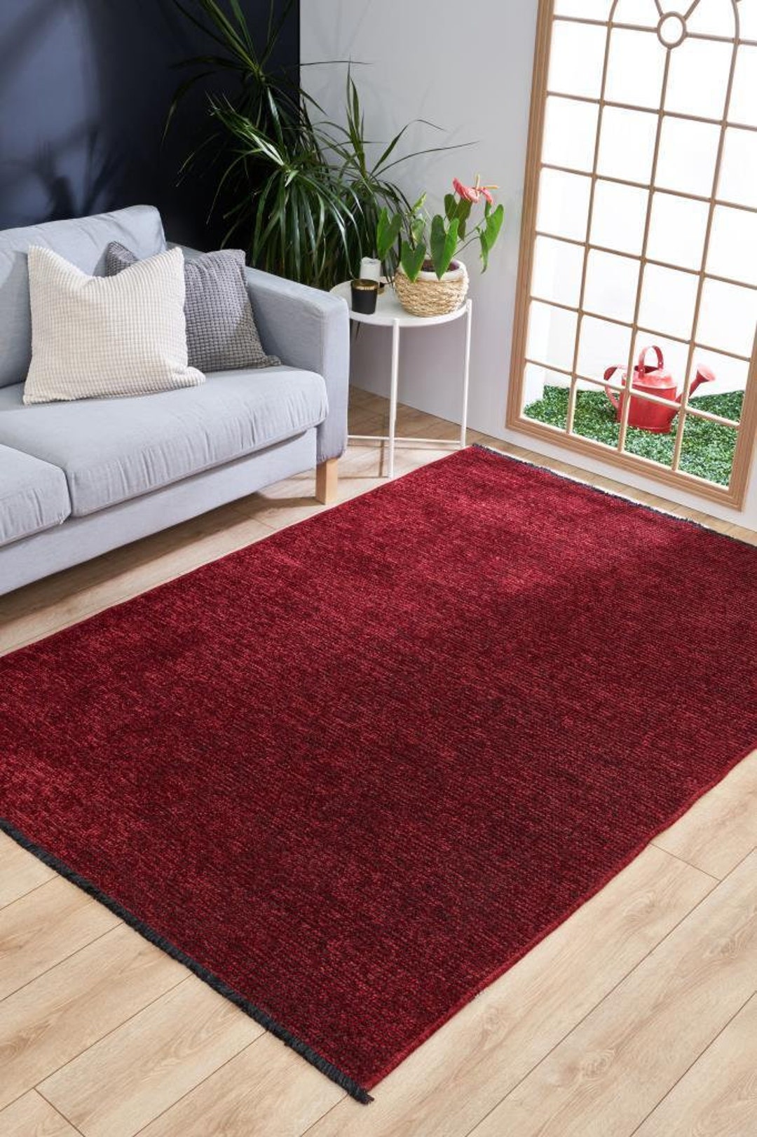 Red Rug Red Area Rug Plain Red Rug Red Kilim Living Room Carpet 6x9 Rug ...