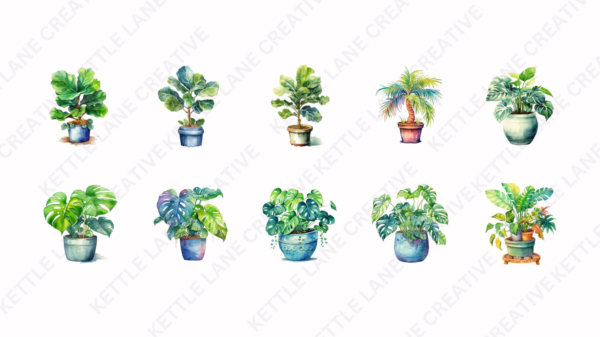 Watercolor Potted Plants Clipart House Plant Transparent PNG Format ...