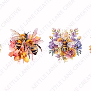 Watercolor Honey Bee Clipart, Spring Garden Bee, Honey Clip Art ...