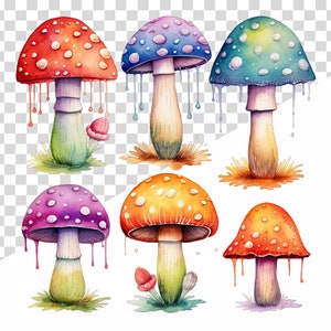 Watercolor Magical Mushrooms Clipart, Cute Whimsical, Forest Nature ...