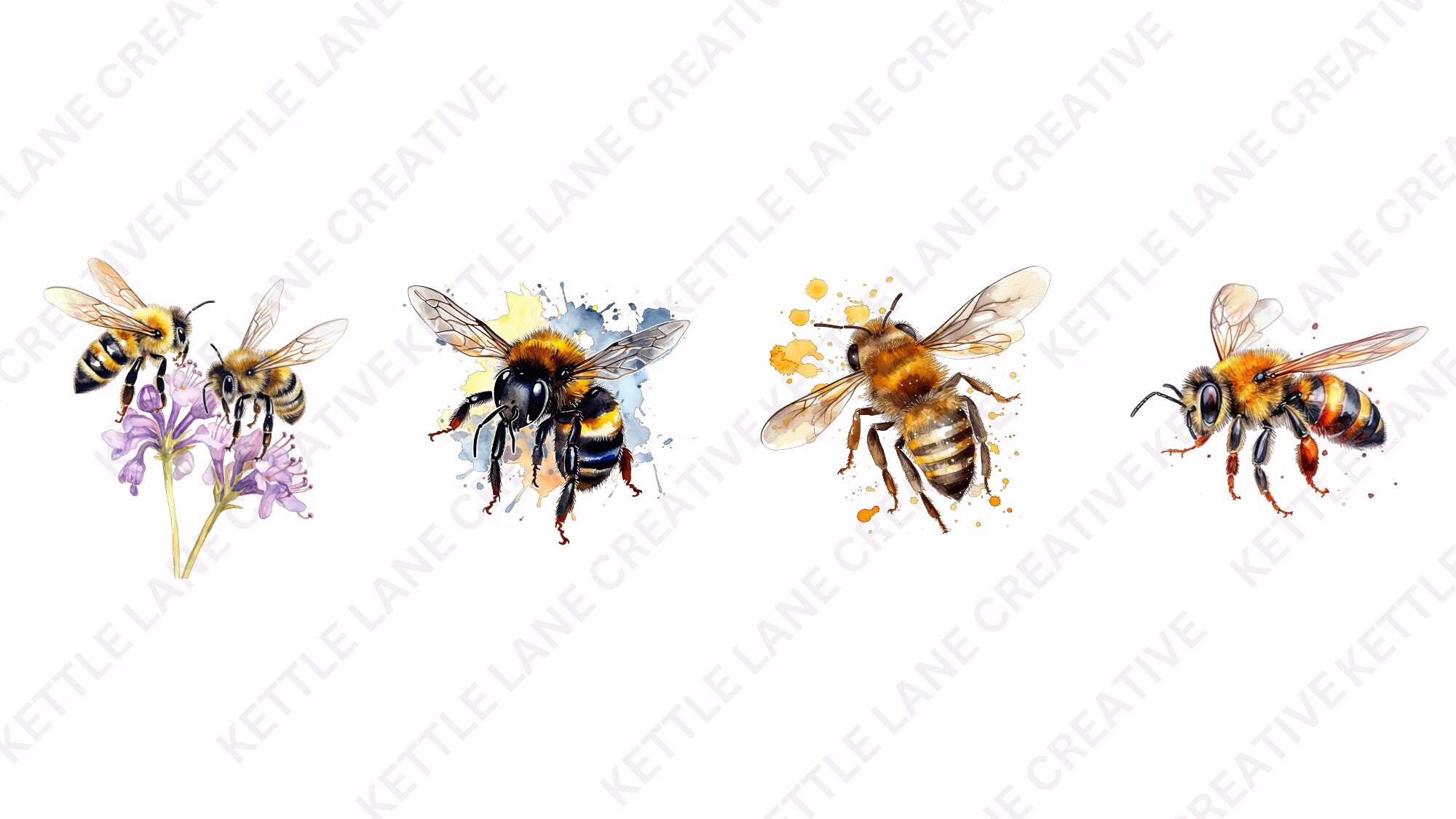 Watercolor Honey Bee Clipart, Spring Garden Bee, Honey Clip Art ...