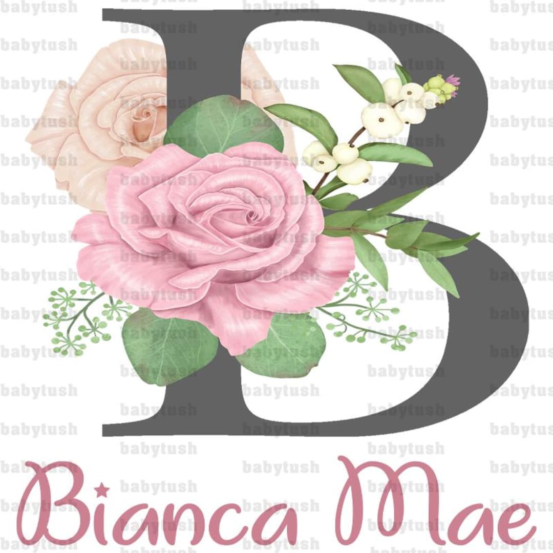 Personalized Floral Letter PNG: Custom Baby Girl Name Design (digital ...