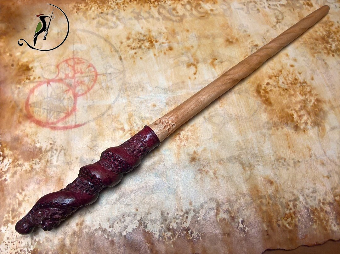 Purpleheart and Maple Wood Magic Wand Turned and Hand Finished Wizard ...
