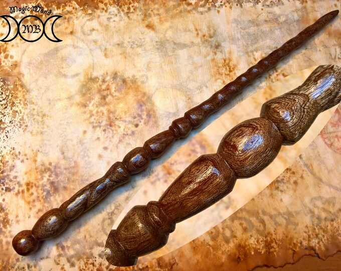 Magic Wand Made of Mahogany Wood Hand Carved Natural Color - Etsy