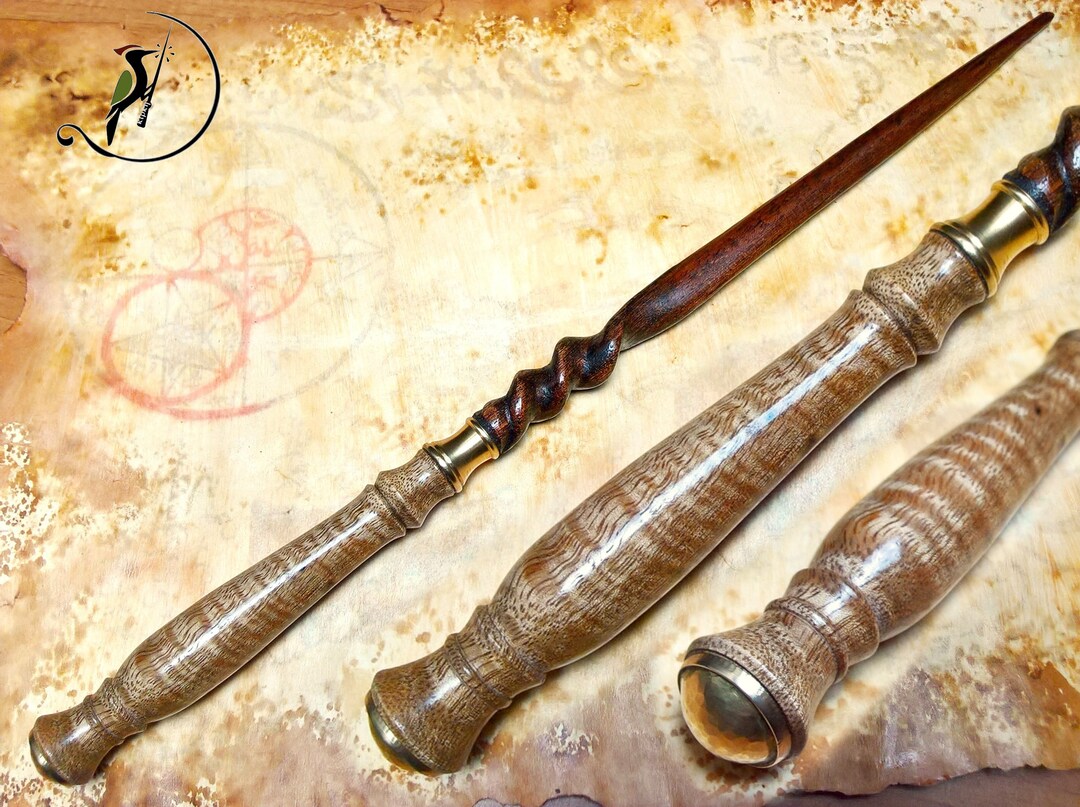 Magic Wand, Wooden Magic Wand, Curly Mango and Mahogany Handmade in ...