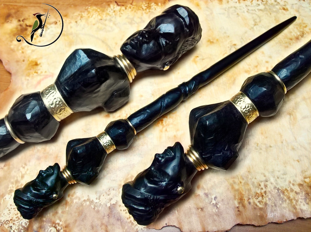Magic Wand, Wooden Magic Wand, african Queen in Ebony, With Brass ...