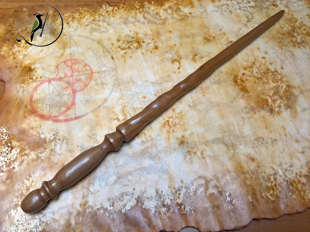 Magic Wand in Walnut Wood Turned and Hand Finished Natural Color Wizard ...