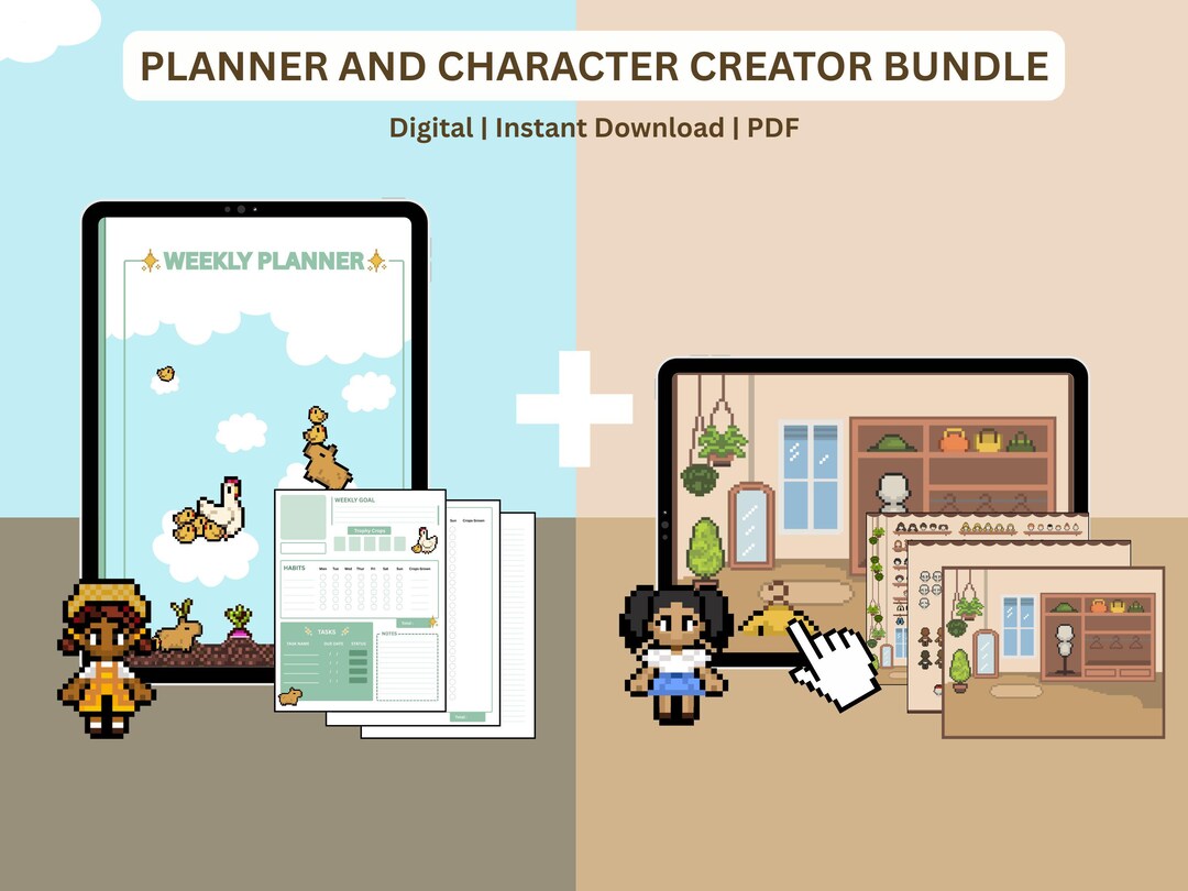 Digital Character Creator + Weekly Planner Bundle - Etsy