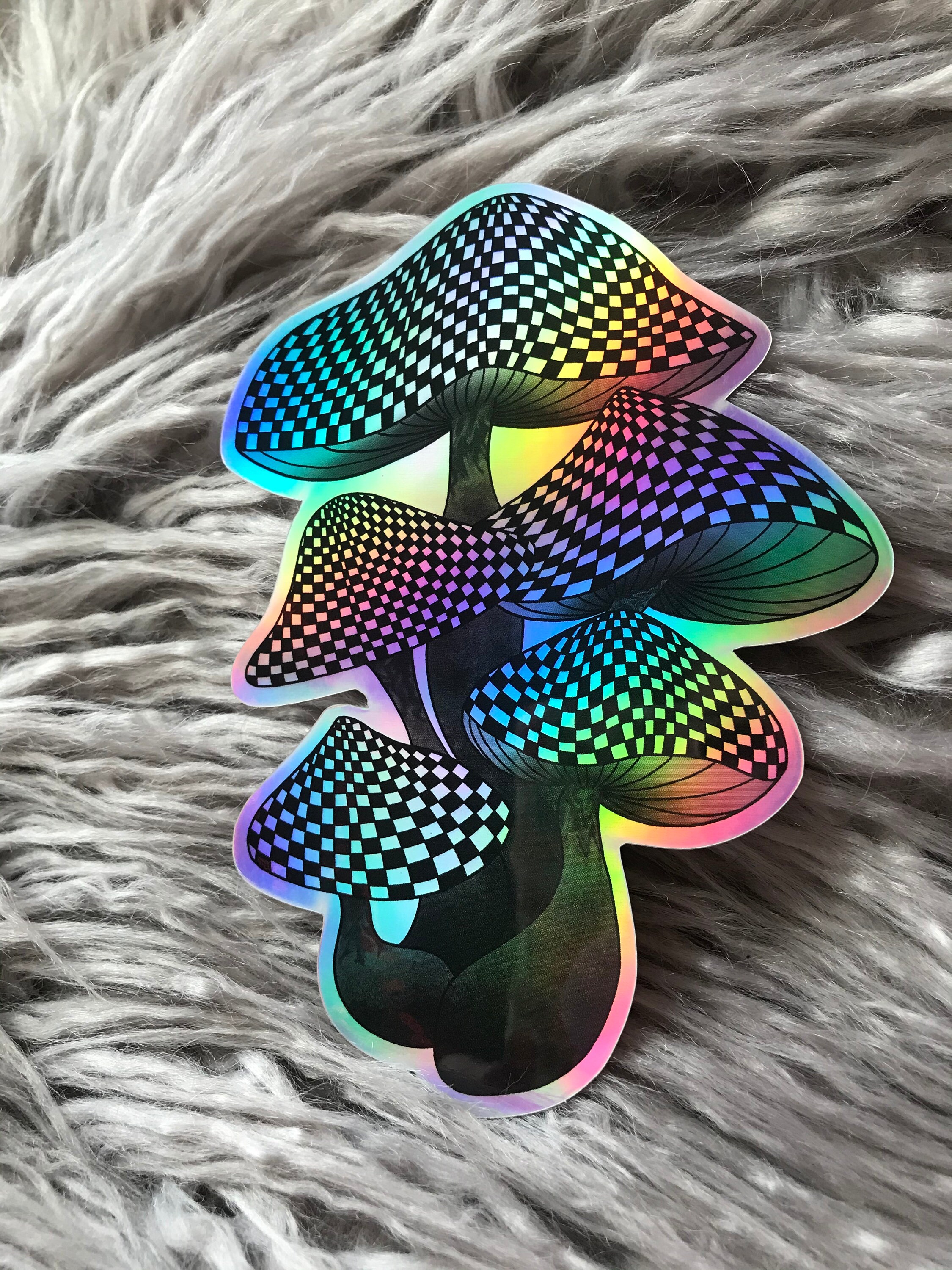 Psychedelic checkered Shrooms sticker | Etsy