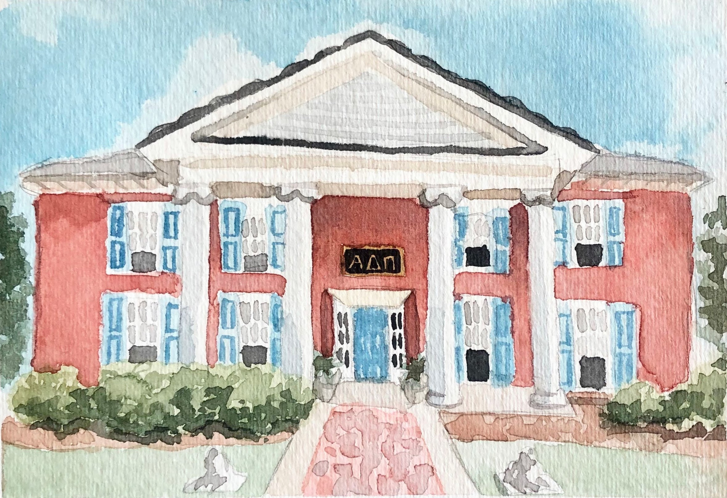 Mercer University ADPI House Watercolor Postcard Macon, Georgia - Etsy