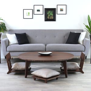 Round Coffee Table Set With Floor Chairs | Chabudai | Low Dining Table ...