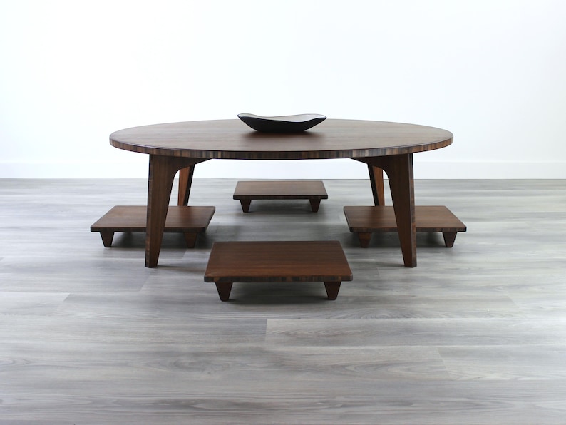 Round Coffee Table Set With Floor Chairs | Chabudai | Low Dining Table ...