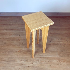 Tall Narrow Side Table | Plant Stand | Square Top | Natural Bamboo - Etsy