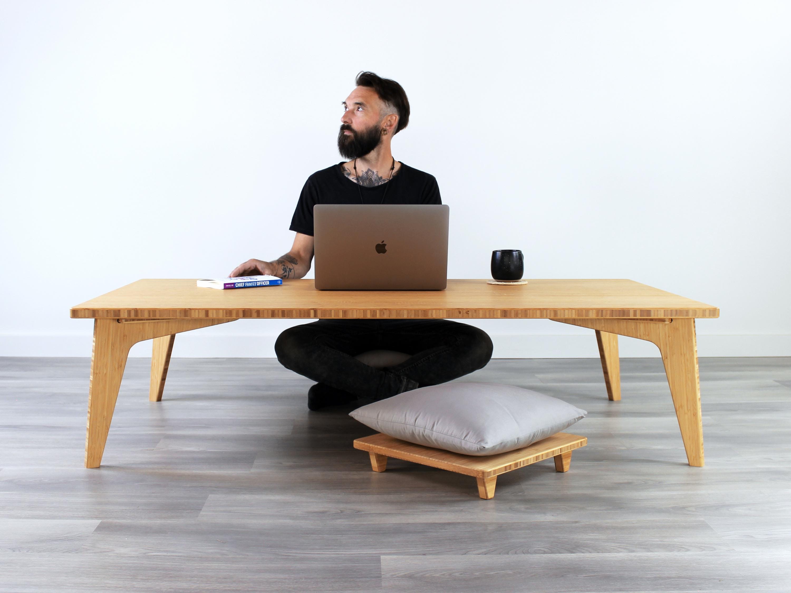 Rectangle LOW Desk Set | Mid-century Japanese Floor Seating | Chabudai ...