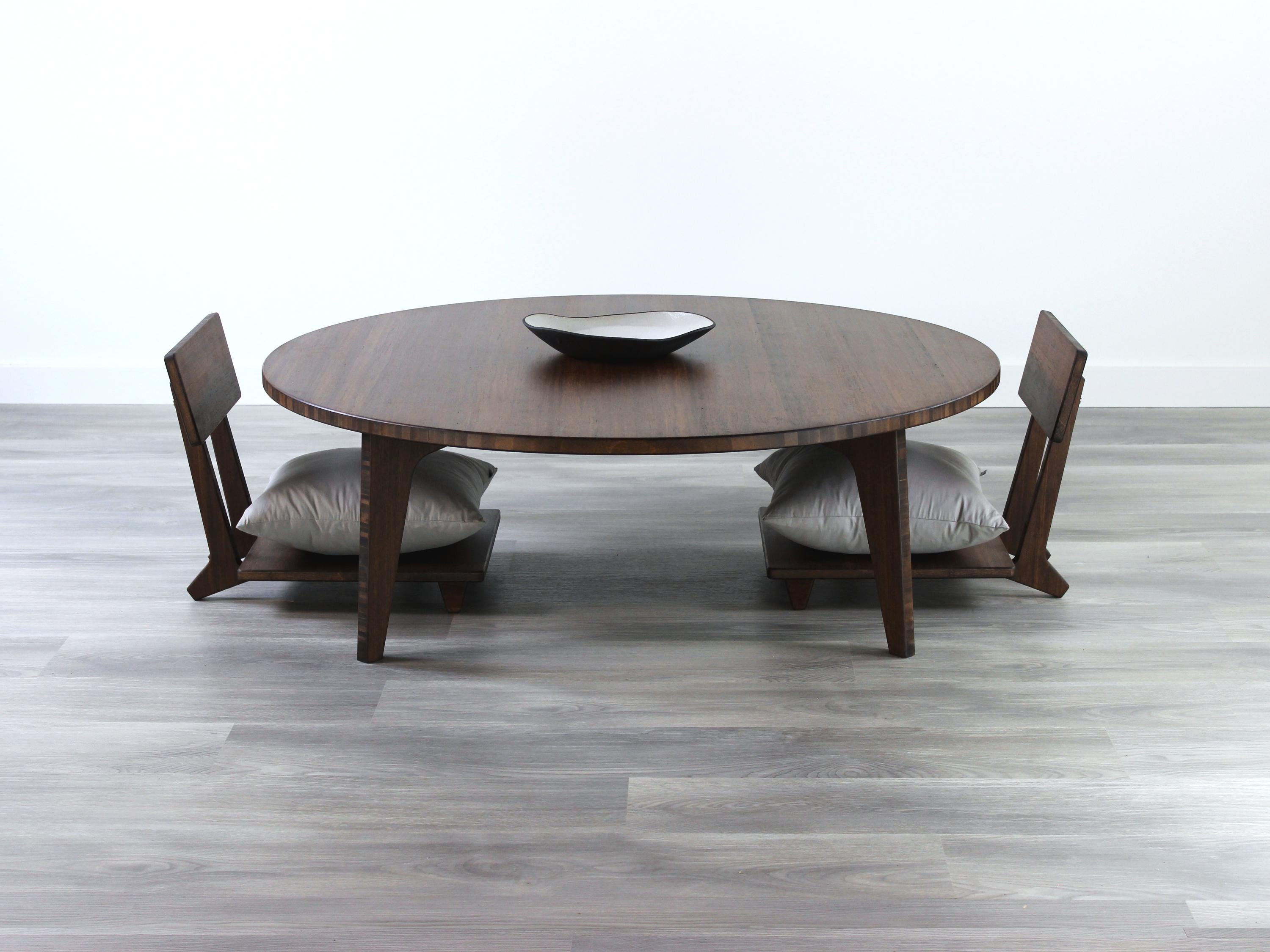 Round Coffee Table Set With Floor Chairs | Chabudai | Low Dining Table ...