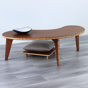 Chestnut Bamboo Kidney Shaped Coffee Table | Mid-century Modern | Low ...