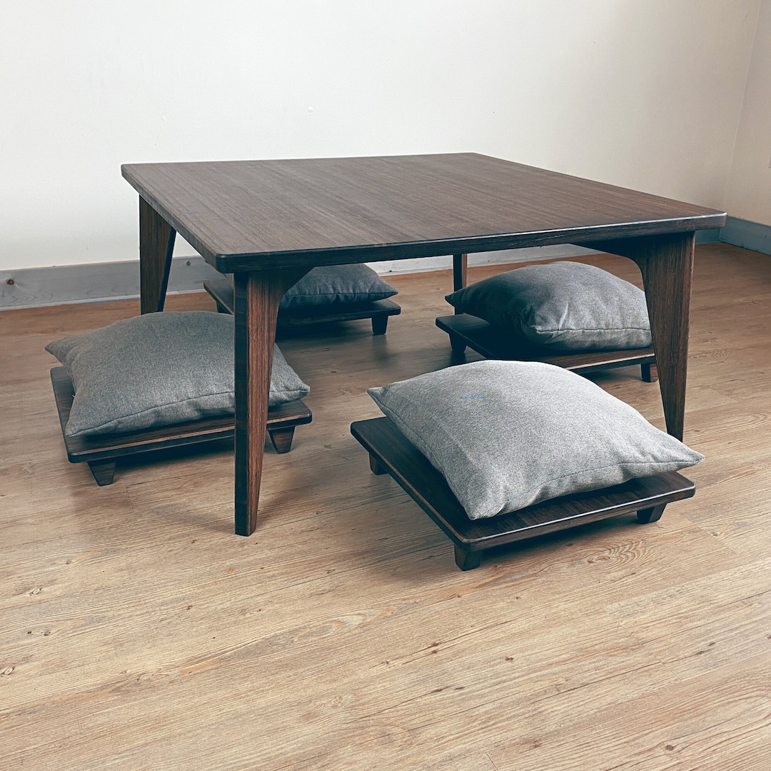 Square Chabudai Table Set Low Coffee Table With Floor Chairs ...