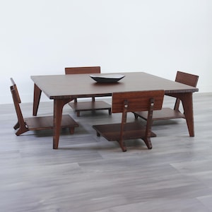 Square Mid Century Modern Coffee Table | Low Coffee Table | Floor Table ...