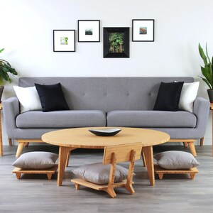 Round Coffee Table Set With Floor Chairs | Chabudai | Low Dining Table ...