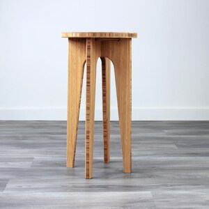 Tall Narrow Side Table | Plant Stand | Round Top | Natural Bamboo - Etsy