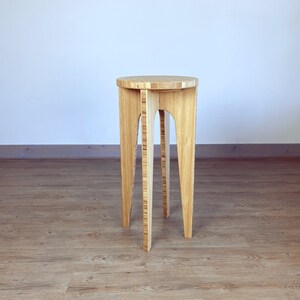 Tall Narrow Side Table Plant Stand Round Top Natural Bamboo - Etsy