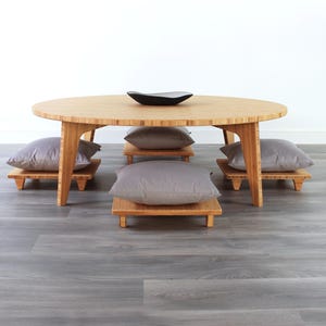 Round Coffee Table Set With Floor Chairs | Chabudai | Low Dining Table ...