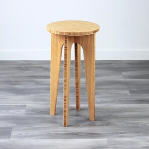 Tall Narrow Side Table | Plant Stand | Round Top | Natural Bamboo - Etsy