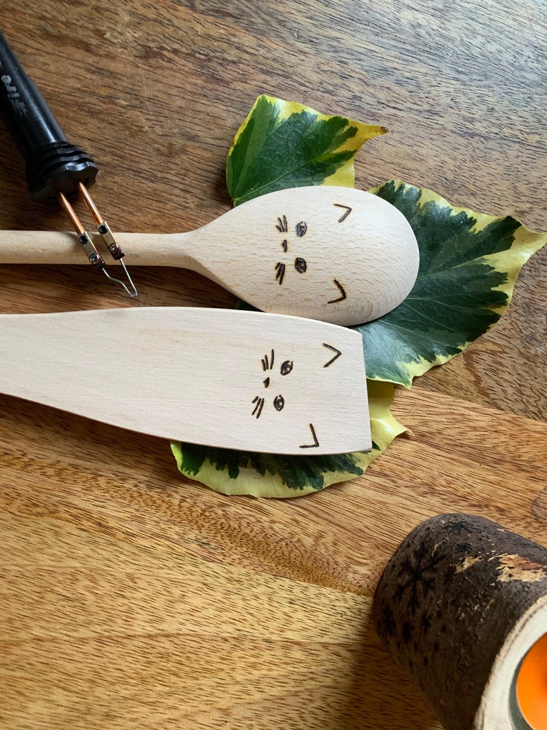Cat Wooden Spatula and Spoon Set Funny Cat Kitchen Gifts | Etsy