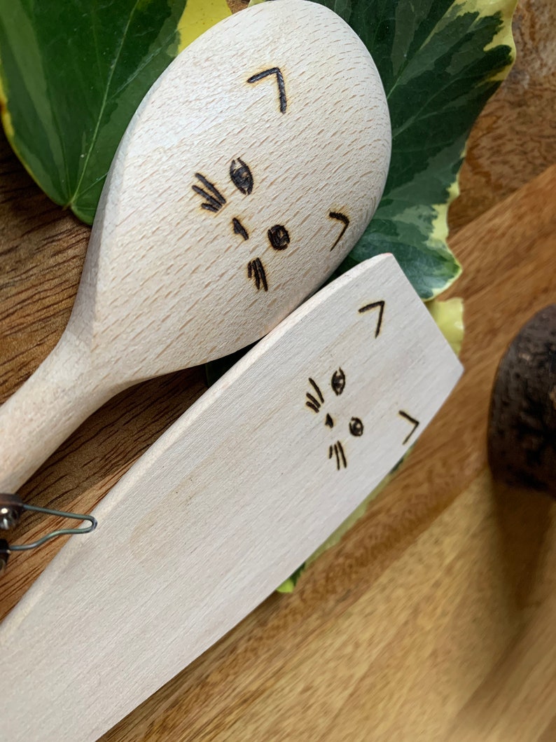 Cat Wooden Spatula and Spoon Set Funny Cat Kitchen Gifts | Etsy