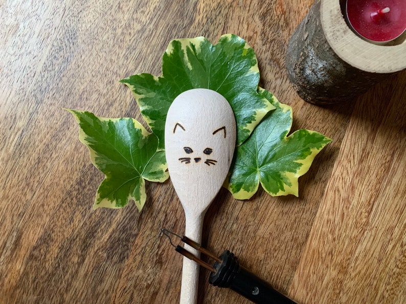 Cat Wooden Spoons, Funny Cat Kitchen Gifts, Pyrography Utensil, Kitty ...