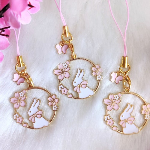 Cute Rabbit Keyring Charm Kawaii Bunny Keychain Bag | Etsy