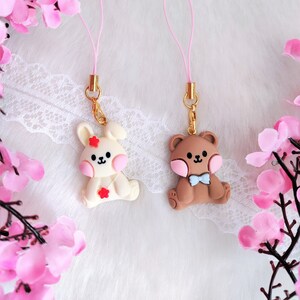 Kawaii Bunny and Bear Charm Phone Charm Kuma Usagi Planner Charm Keychain Keyring Gift - Etsy