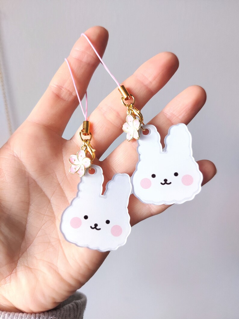 Kawaii Acrylic Bunny Charm Kawaii Pastel Usagi Keychain - Etsy
